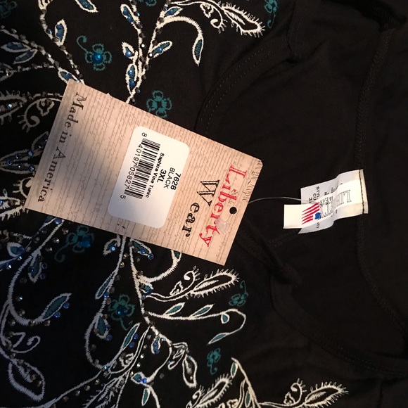 Liberty Wear | Tops | Liberty Wear Black Sparkly Tunic With Lace Hem ...